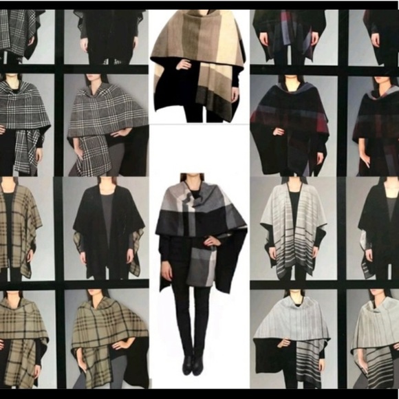 Ike Behar | Sweaters | Ike Behar Greyblack Plaid Wrap | Poshmark